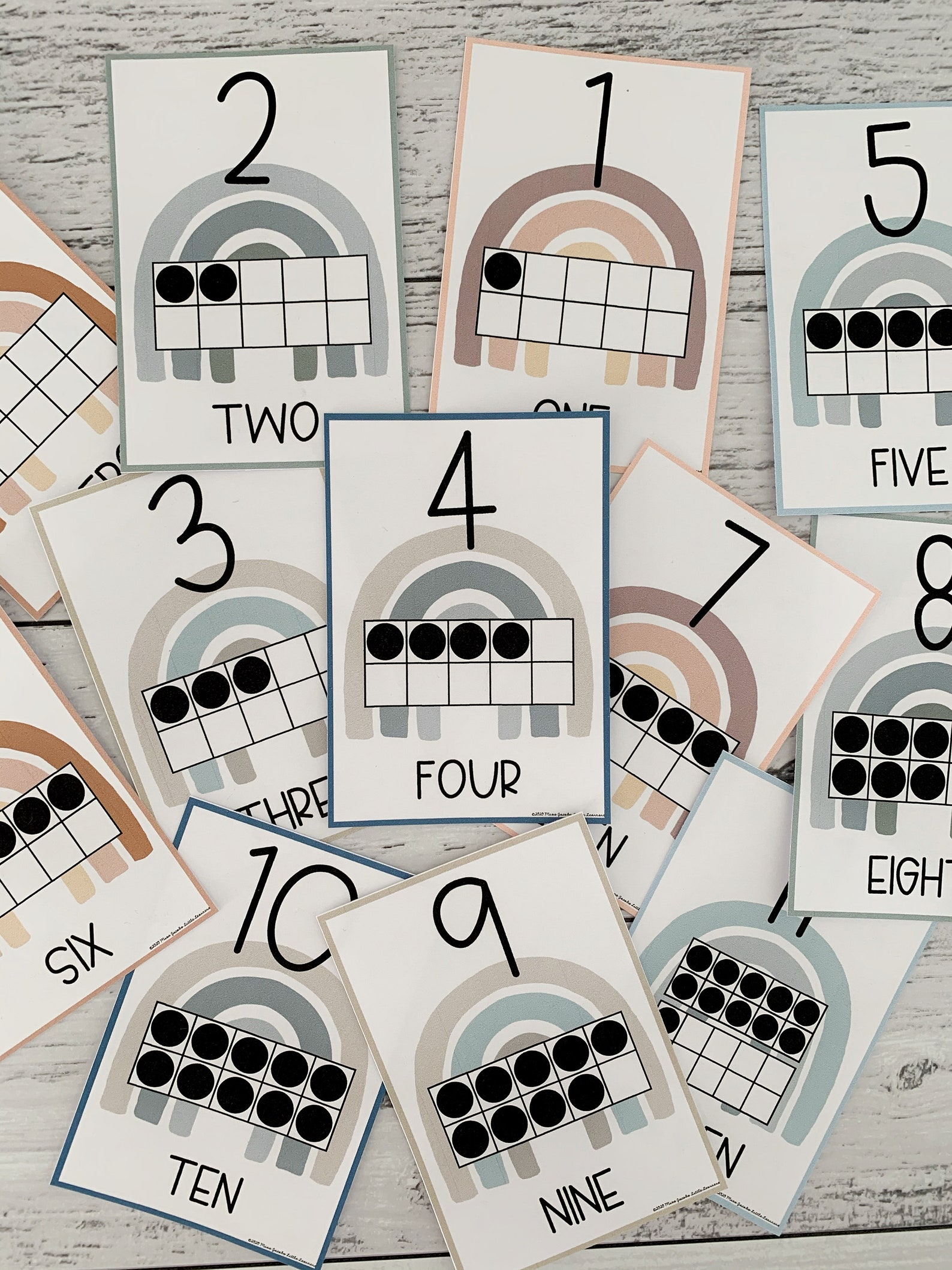 BOHO RAINBOW Number Posters Ten Frames Neutral Rainbow | Etsy