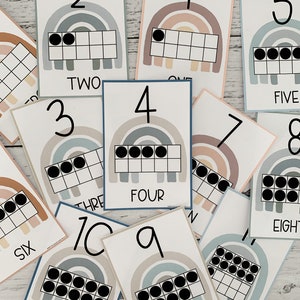 BOHO RAINBOW Number Posters Ten Frames Neutral Rainbow | Etsy