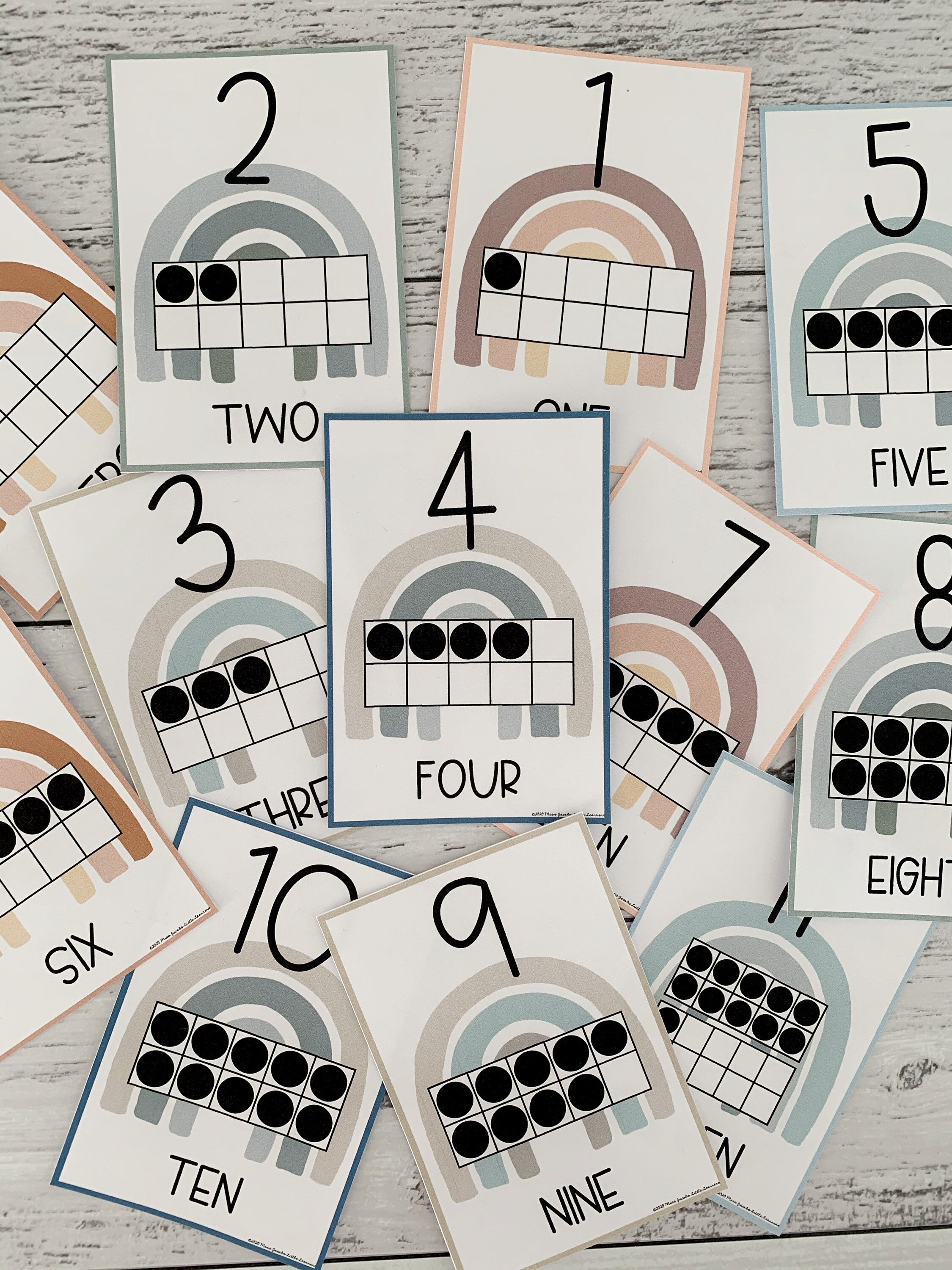 BOHO RAINBOW Number Posters Ten Frames Neutral Rainbow | Etsy