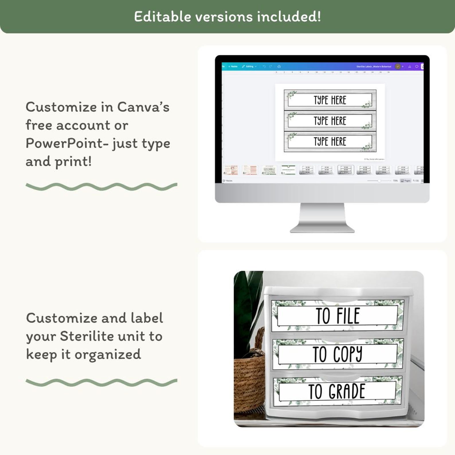Editable Classroom Labels, Modern Botanical Name & Supply Tags, Tray ...