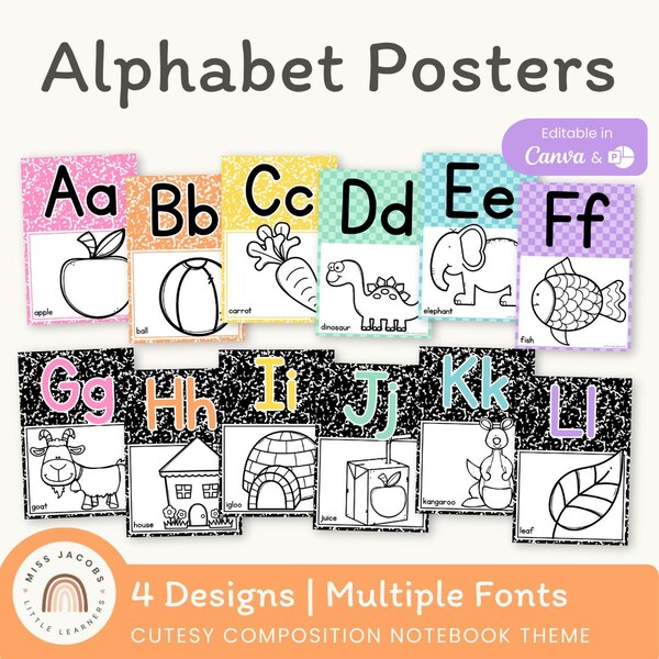 Colorful Alphabet Posters - Etsy