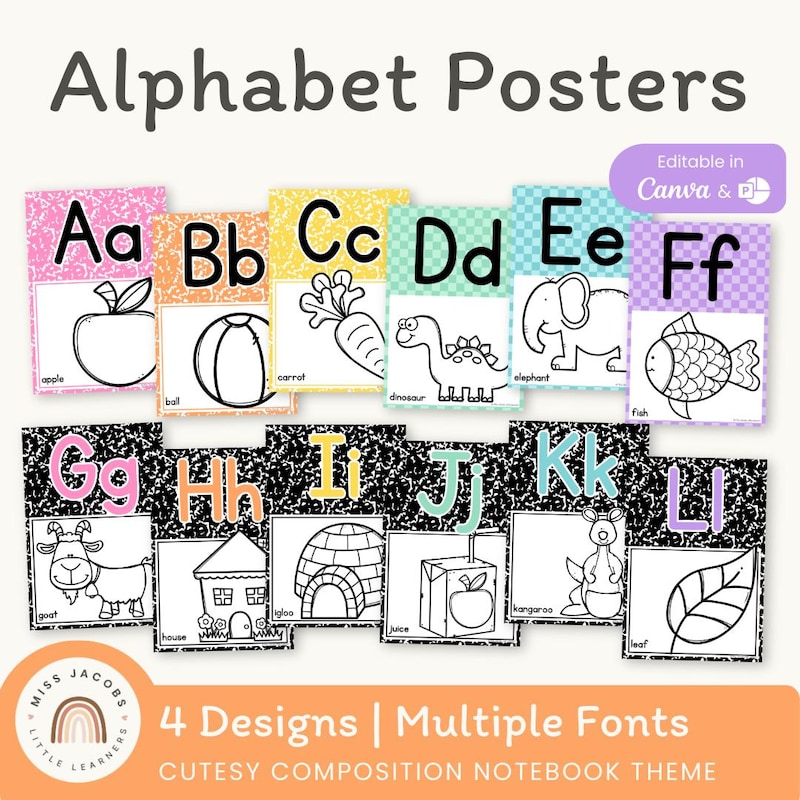 Colorful Alphabet Posters - Etsy