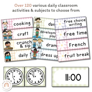 Classroom Visual Schedule, Daisy Gingham Pastels Daily Routine Chart ...