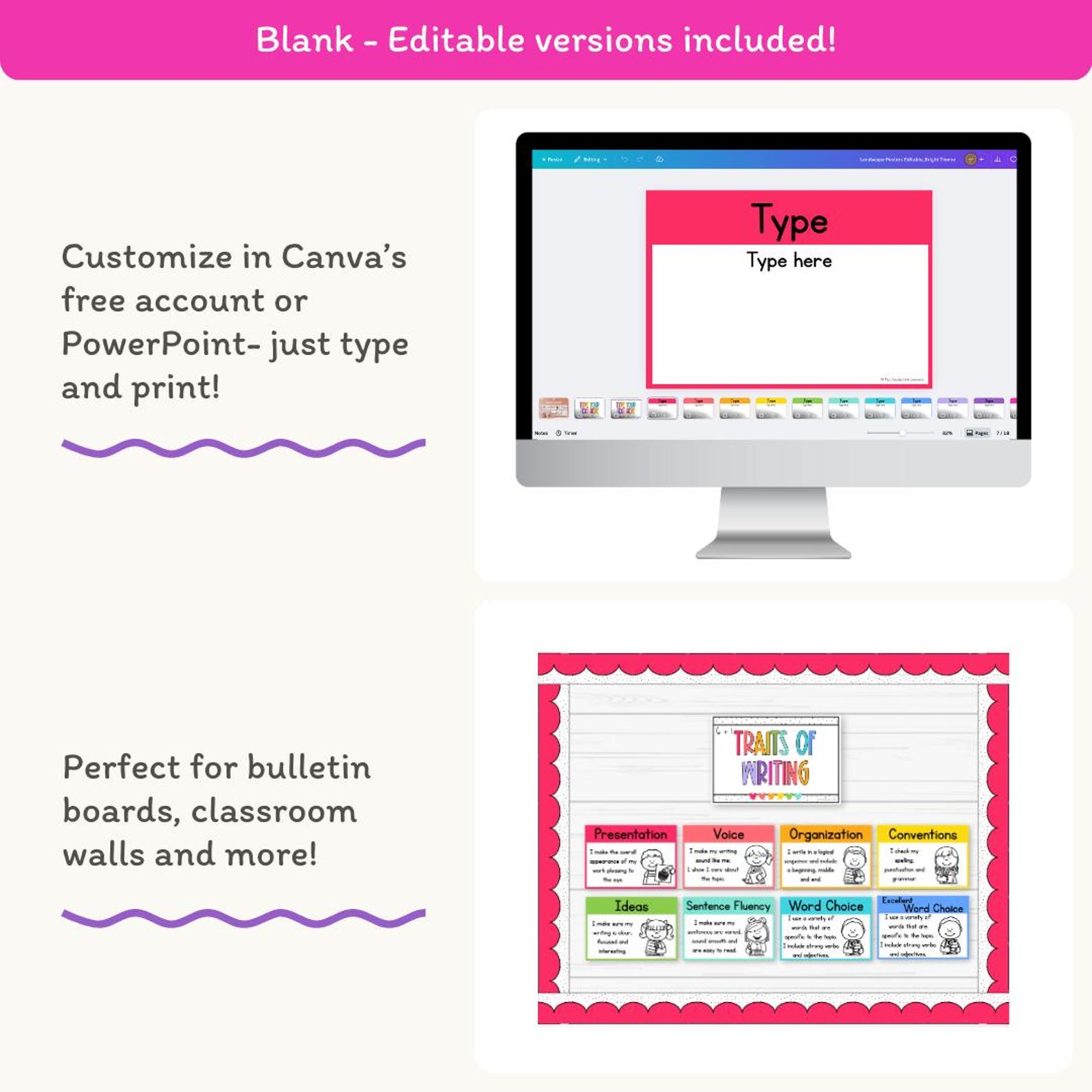 6+1 Traits of Writing Posters | RAINBOW BRIGHTS - Etsy