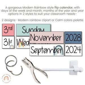 Flip Calendar | Modern Rainbow Calm Color Themed Classroom Decor ...