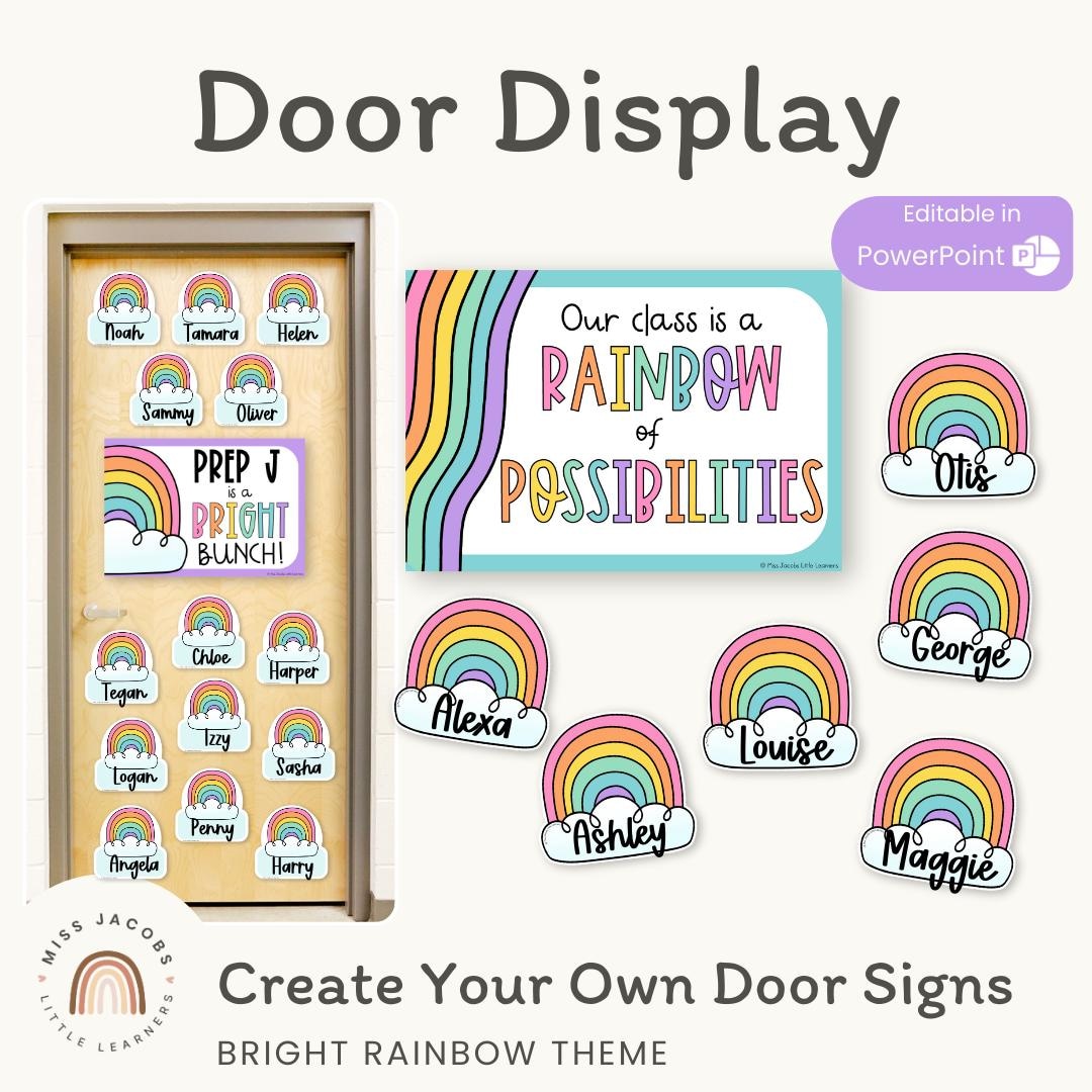 Rainbow Door Display, Editable Welcome Door Signs + Student Names ...