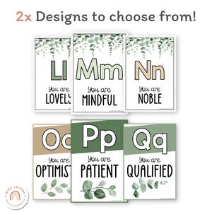 Botanical Affirmation Alphabet Posters, Editable Eucalyptus Alphabet ...