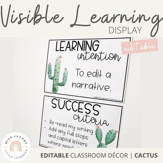 CACTUS Visible Learning Display Editable Cactus Classroom | Etsy