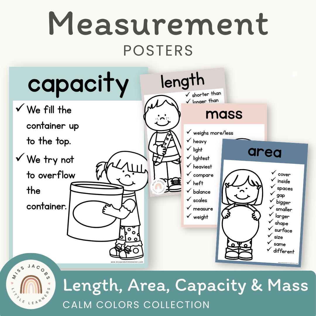 CALM COLORS Measurement Posters | Math Posters | Modern Rainbow ...