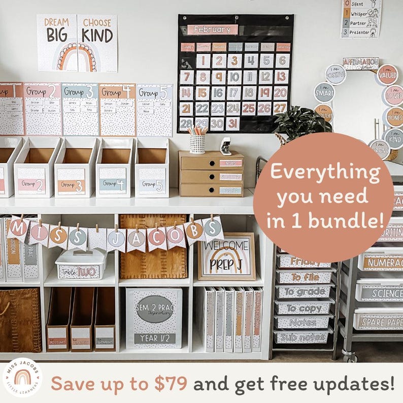 SPOTTY BOHO Classroom Decor Bundle | Boho Classroom Decorations | Boho ...