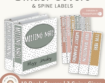Binder Covers and Spines | SPOTTY BOHO Classroom Decor | Editable - Etsy
