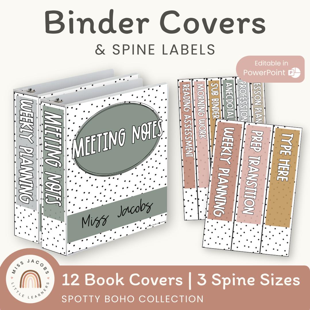 Binder Covers and Spines | SPOTTY BOHO Classroom Decor | Editable - Etsy