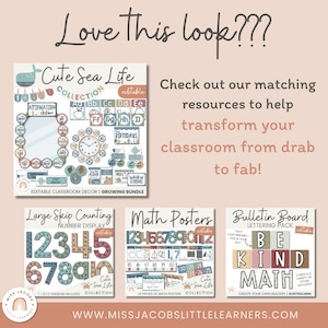 Math Posters Bundle Cute Sea Life Classroom Decor Editable - Etsy
