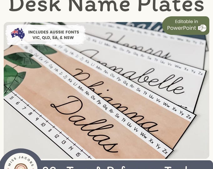Boho Plants Student Desk Plates | Editable Rustic Classroom Decor - Etsy