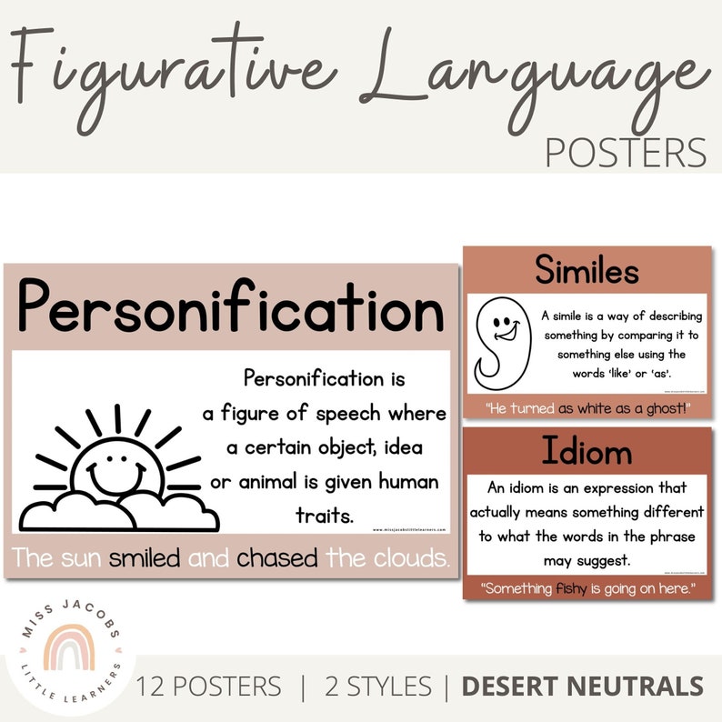 Figurative Language Posters | BOHO VIBES | Desert Neutral Decor ...