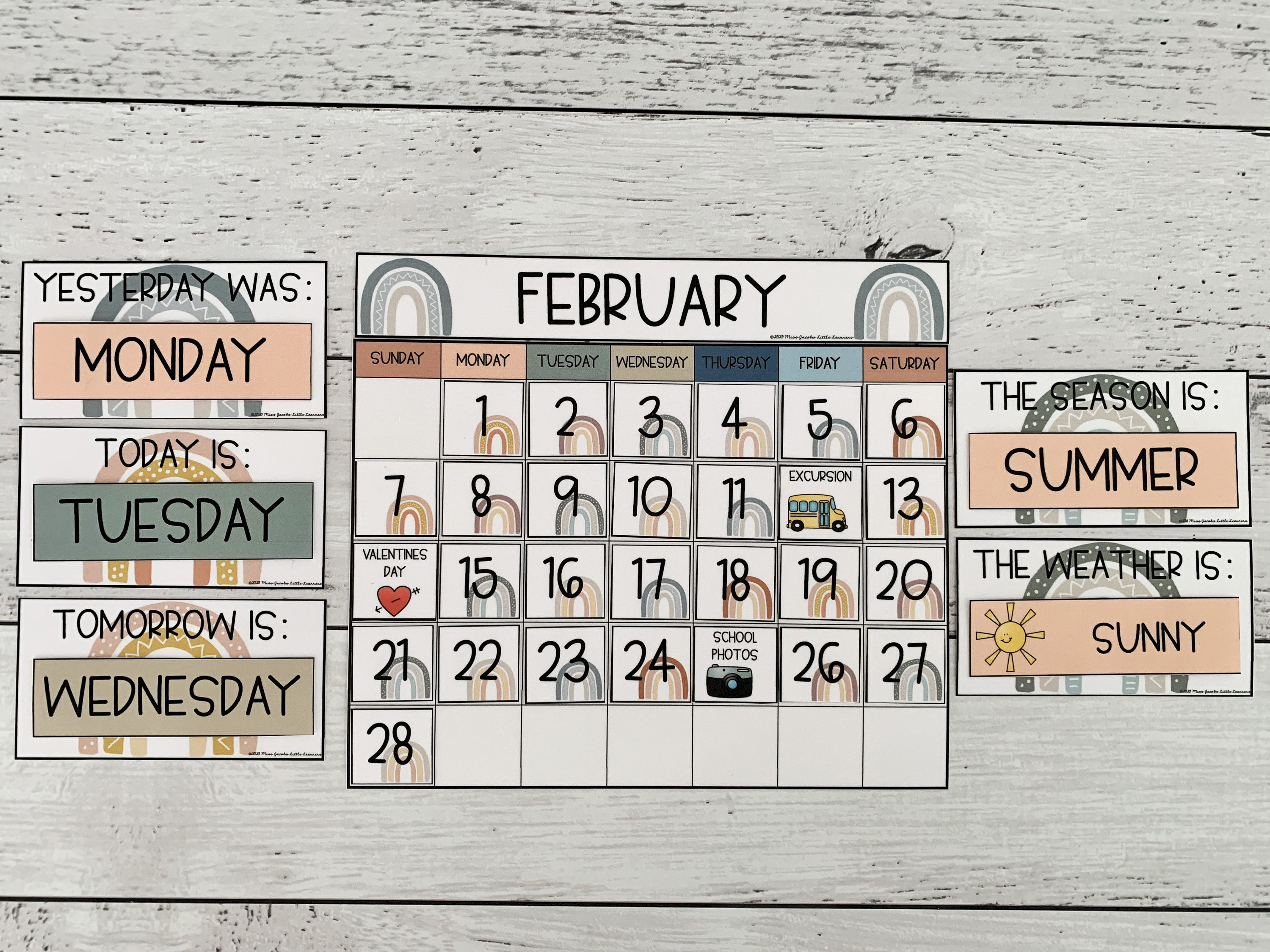 BOHO RAINBOW Classroom Calendar & Weather Display Editable | Etsy Australia