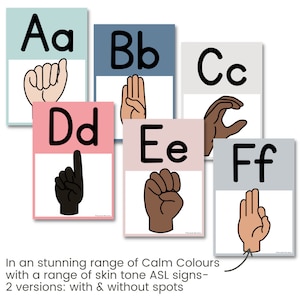 ASL Alphabet Posters, Modern Rainbow American Sign Language Poster ...