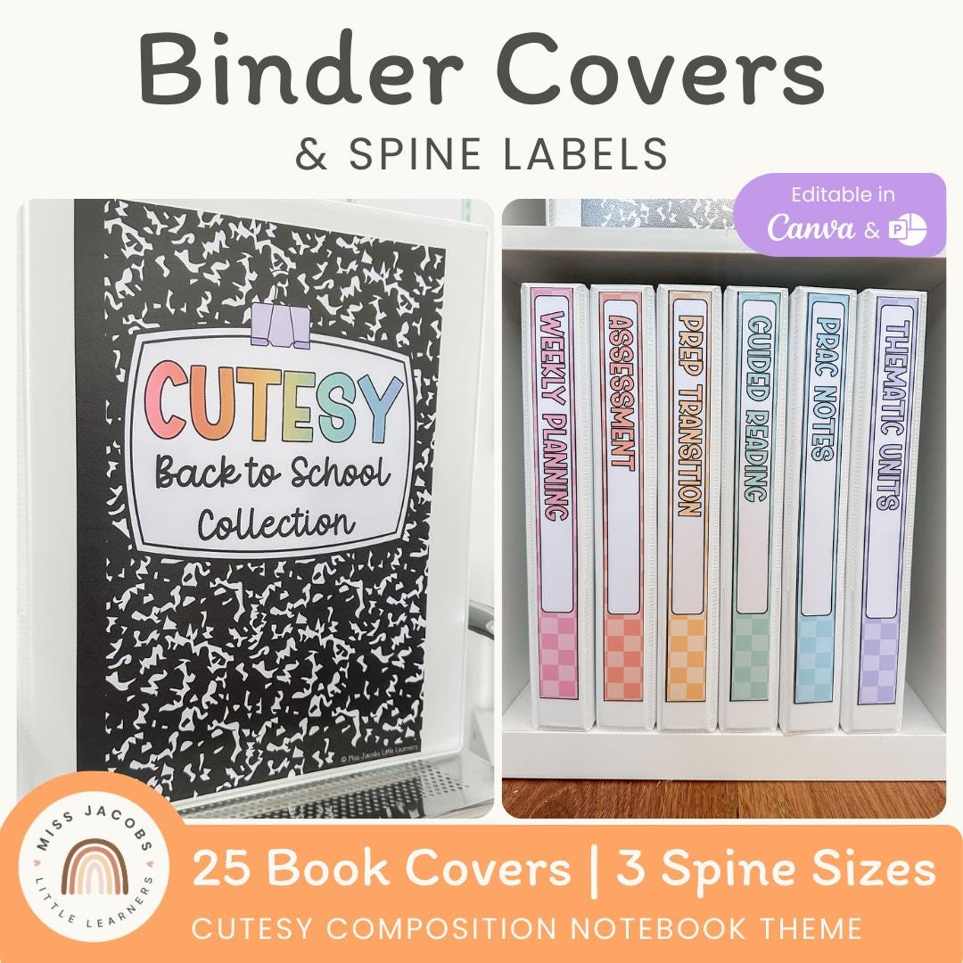 Cutesy Binder Covers and Spines, Colorful Binder Spines Templates ...
