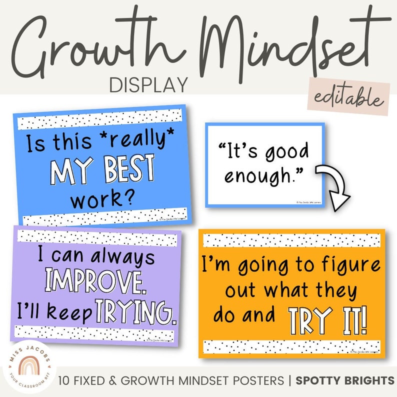 SPOTTY BRIGHTS Growth Mindset Posters Rainbow Classroom - Etsy