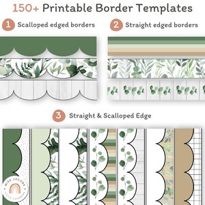 Bulletin Board Borders Printable Set, Eucalyptus Classroom Decor, 150 ...