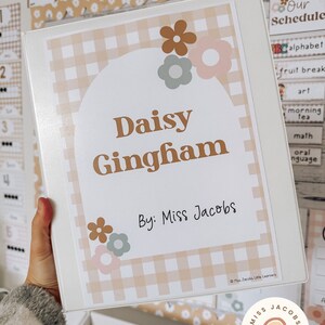 Binder Covers and Spines Daisy Gingham Neutrals Classroom Decor ...