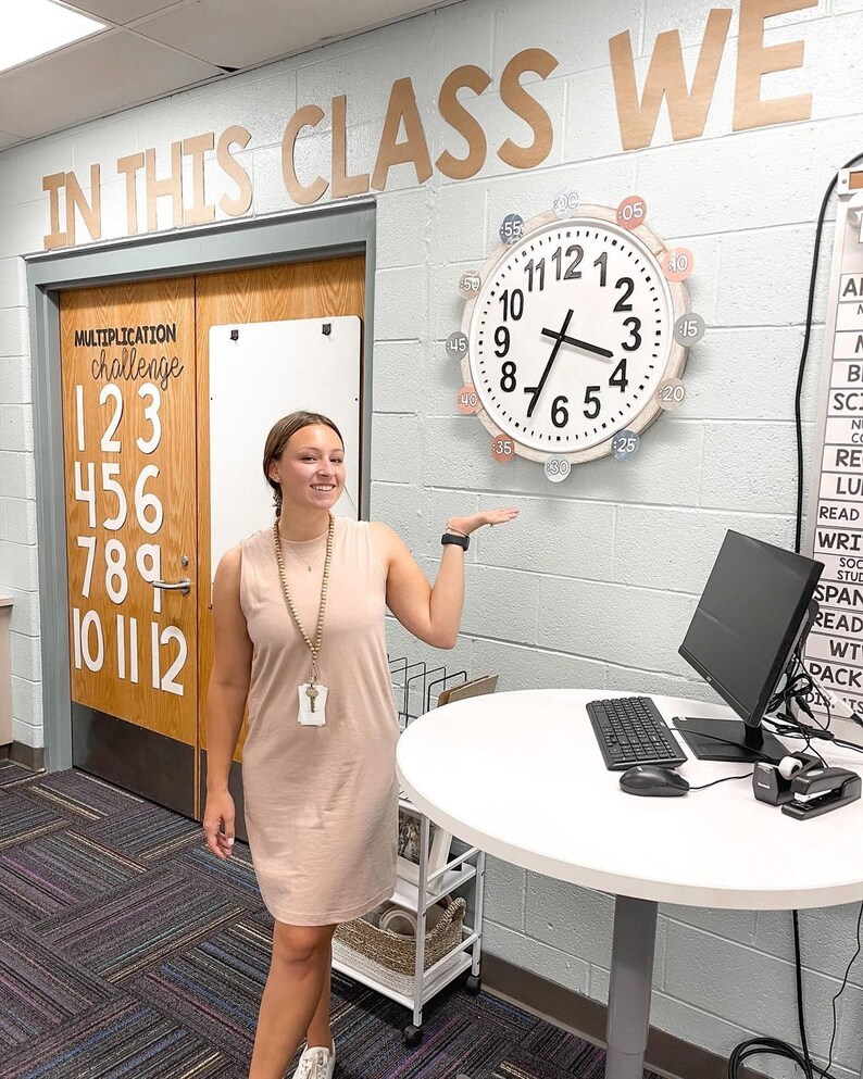 BOHO RAINBOW Clock Numbers Neutral Rainbow Classroom Decor - Etsy