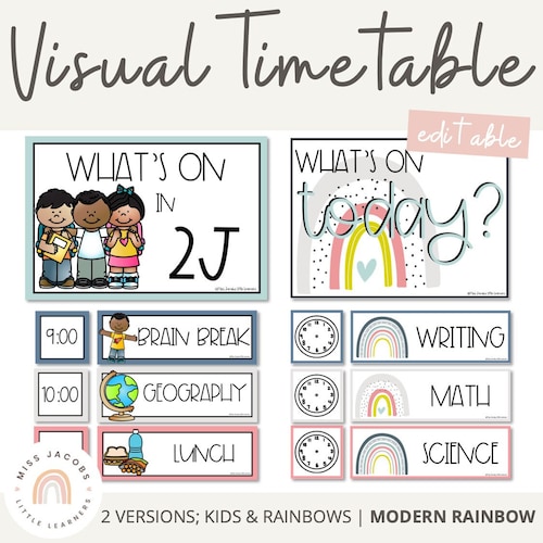 MODERN RAINBOW Classroom Decor Bundle Editable Calm Colors - Etsy