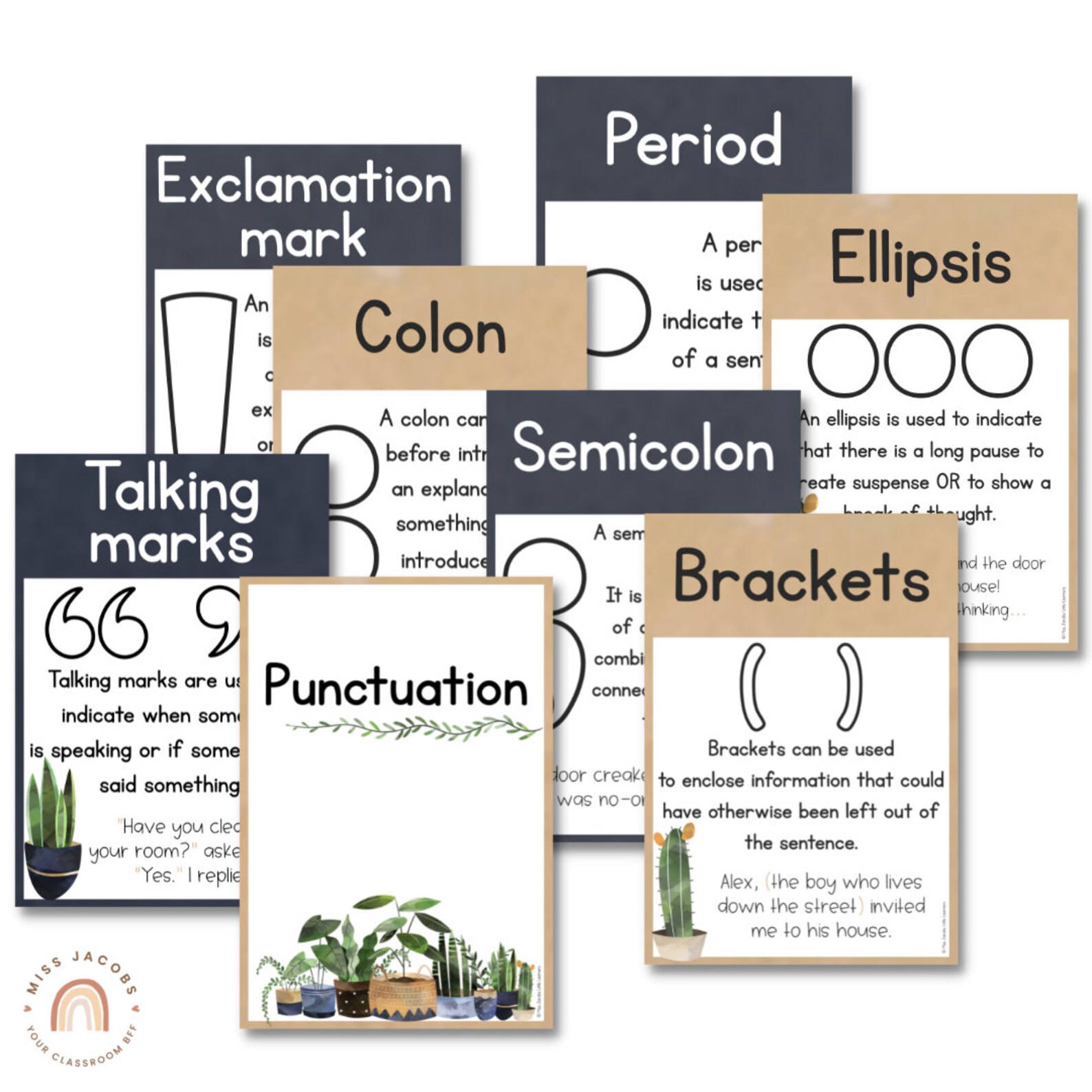 Punctuation Posters | Rustic BOHO PLANTS Decor - Etsy