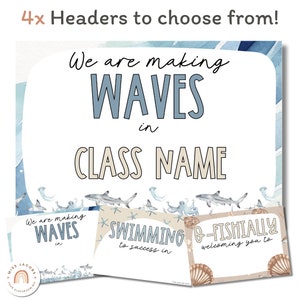 Classroom Door Display | Modern Ocean Class Decor | Editable - Etsy