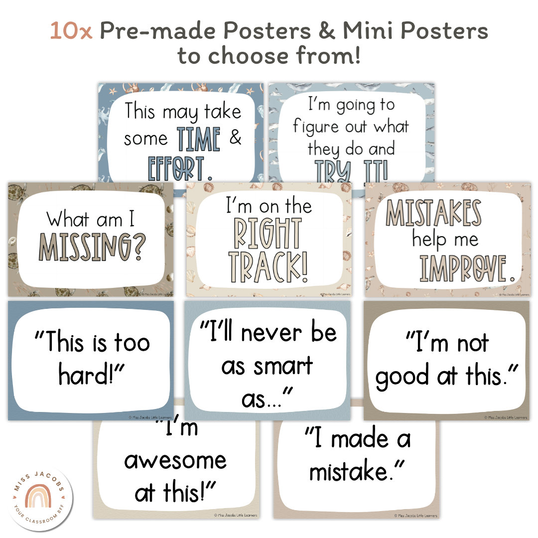 Modern Ocean Growth Mindset Display | Ocean Animals Classroom Decor ...