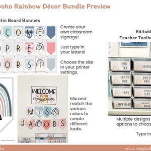MODERN RAINBOW Classroom Decor Bundle Editable Calm Colors - Etsy