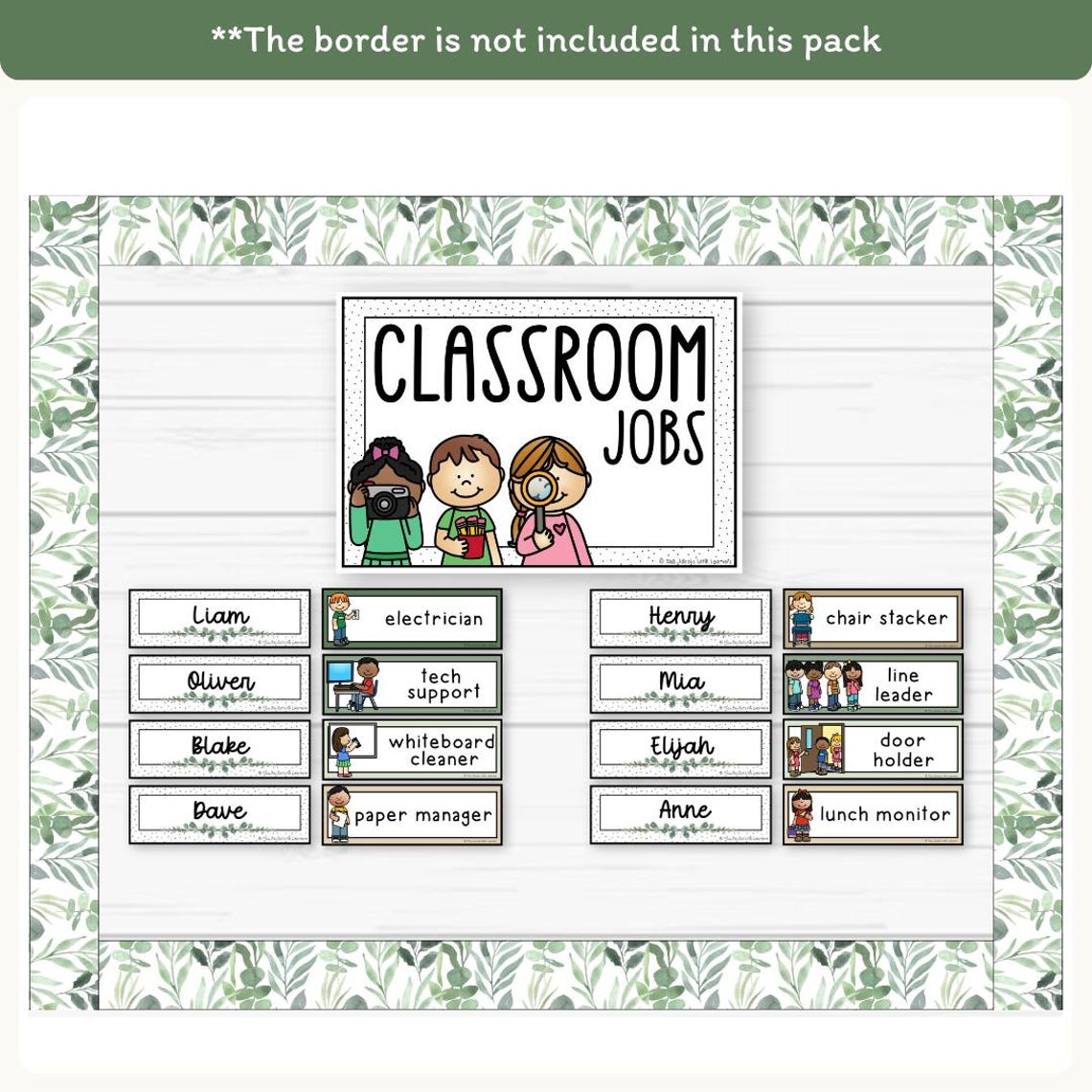 Classroom Job Chart Printable, Editable Nature-themed Job Card Display ...