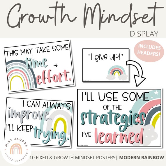 MODERN RAINBOW Growth Mindset Display Calm Colors Classroom - Etsy