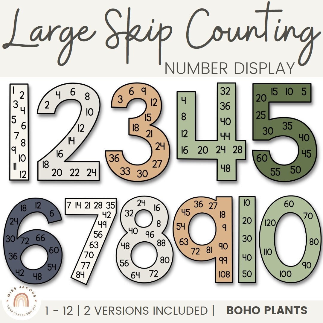 Skip Counting | Multiples Large Number Display | Rustic BOHO PLANTS ...