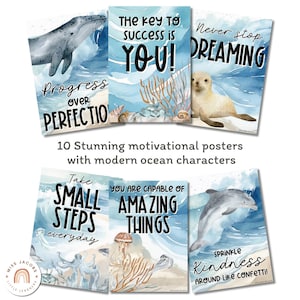 Motivational Classroom Posters | Growth Mindset Bulletin Board | Modern ...