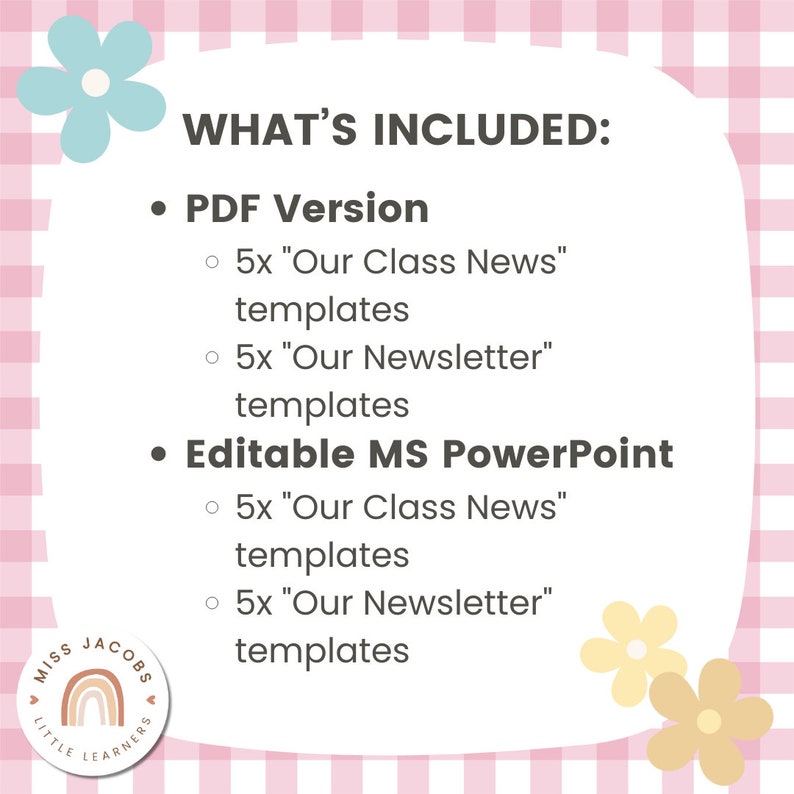 Editable Classroom Newsletter Template | Daisy Gingham Pastels ...