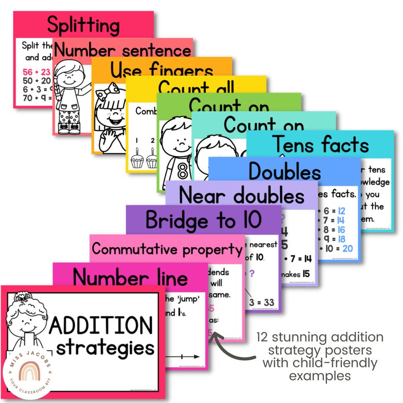 Math Posters Bundle RAINBOW BRIGHTS Rainbow Classroom - Etsy
