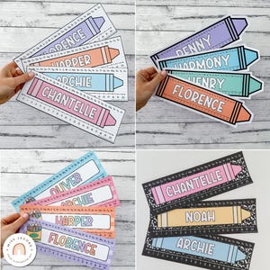Cutesy Student Desk Name Plates, Editable Desk Name Tags, Cute School ...