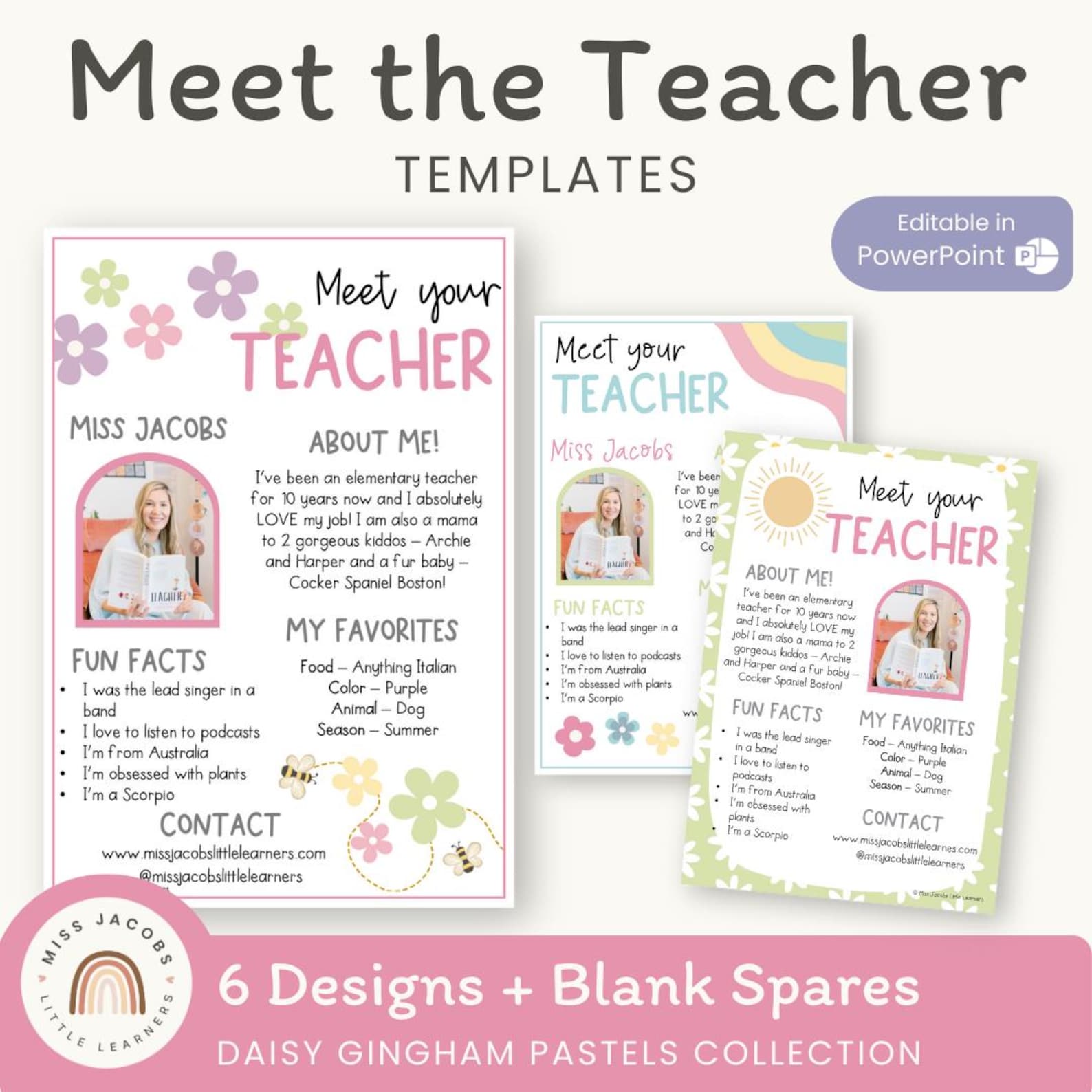 Meet the Teacher Templates | Daisy Gingham Pastels Classroom Decor ...