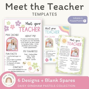 Meet the Teacher Templates | Daisy Gingham Pastels Classroom Decor ...