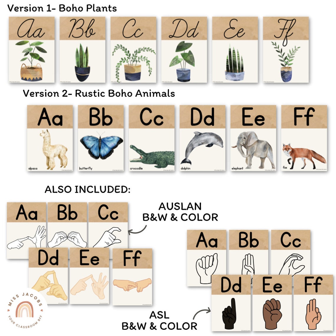 Modern Boho Plants Alphabet Posters Rustic Boho Classroom - Etsy