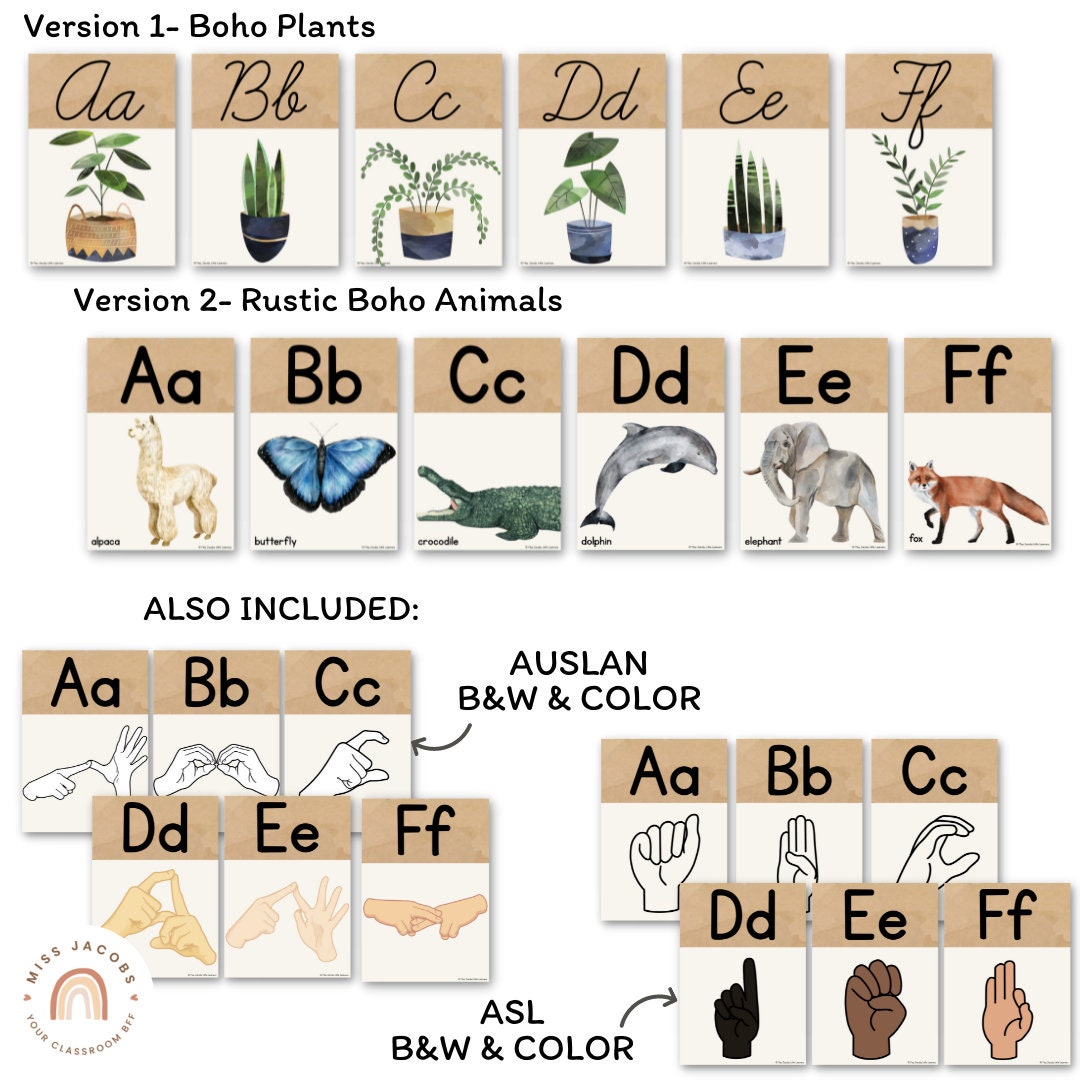 Modern Boho Plants Alphabet Posters Rustic Boho Classroom - Etsy