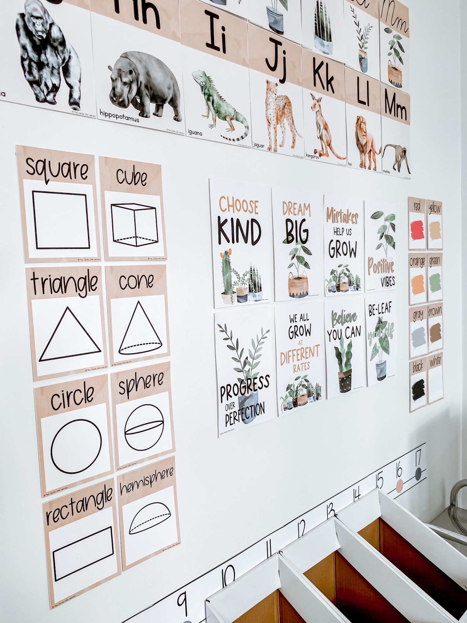 Modern Boho Rustic 2D & 3D Shape Posters Neutral Classroom - Etsy