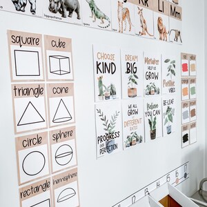 Modern Boho Rustic 2D & 3D Shape Posters | Neutral Classroom Decor ...