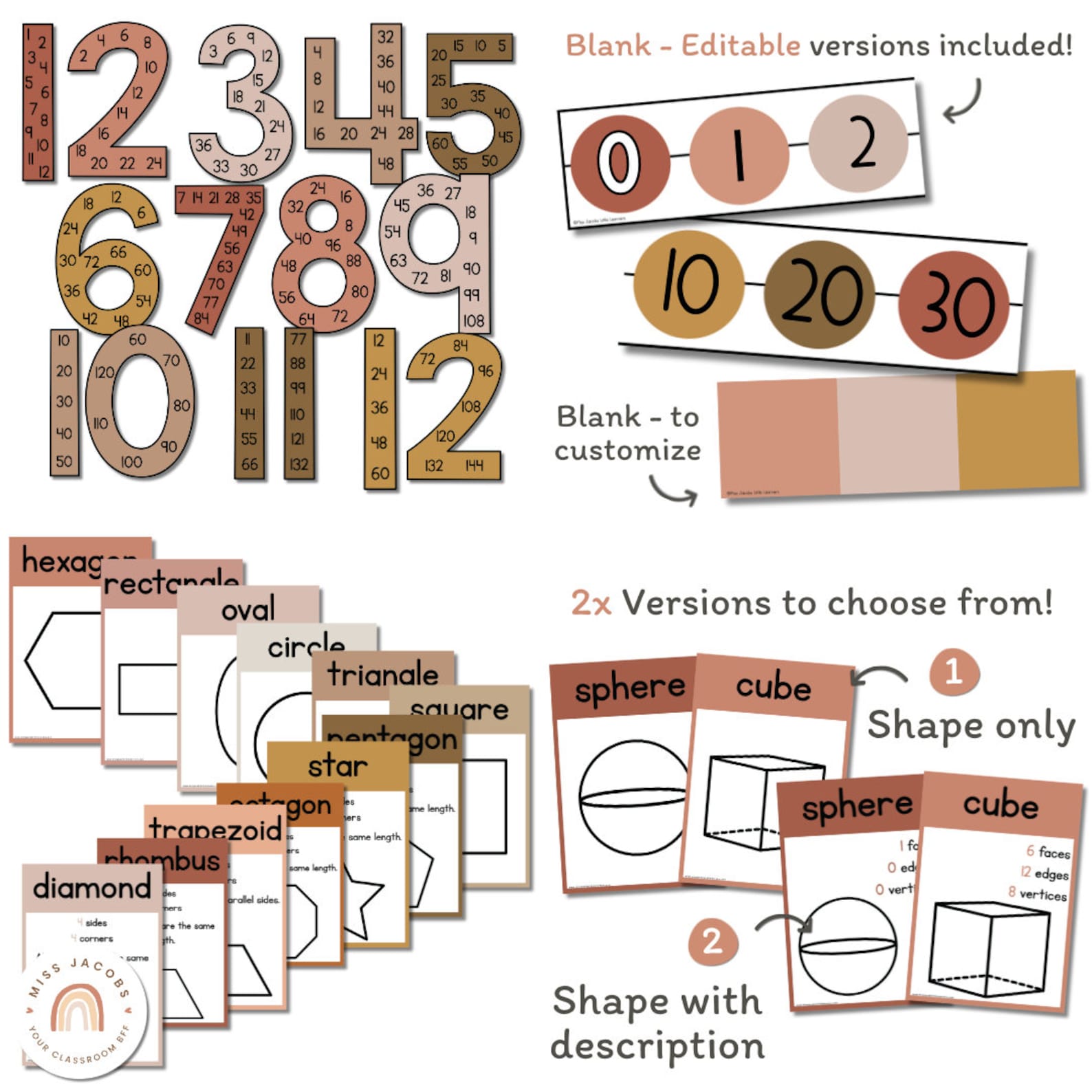 DESERT NEUTRAL Math Posters Bundle | Boho Color Palette | Neutral ...