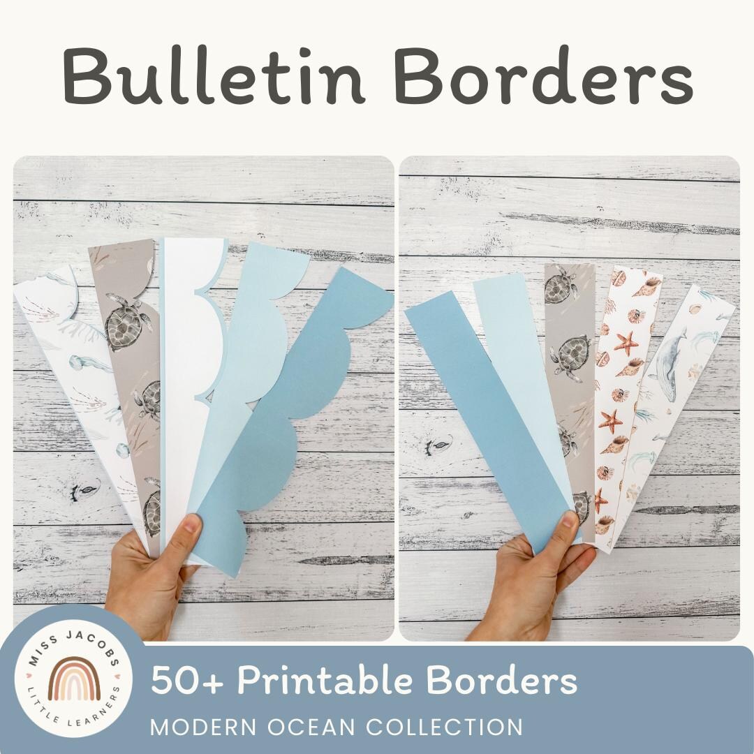 Bulletin Board Borders | Modern Ocean Classroom Decor | Printable ...