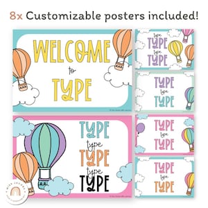 Hot Air Balloon Door Display, Calm Pastel Back to School Editable Door ...