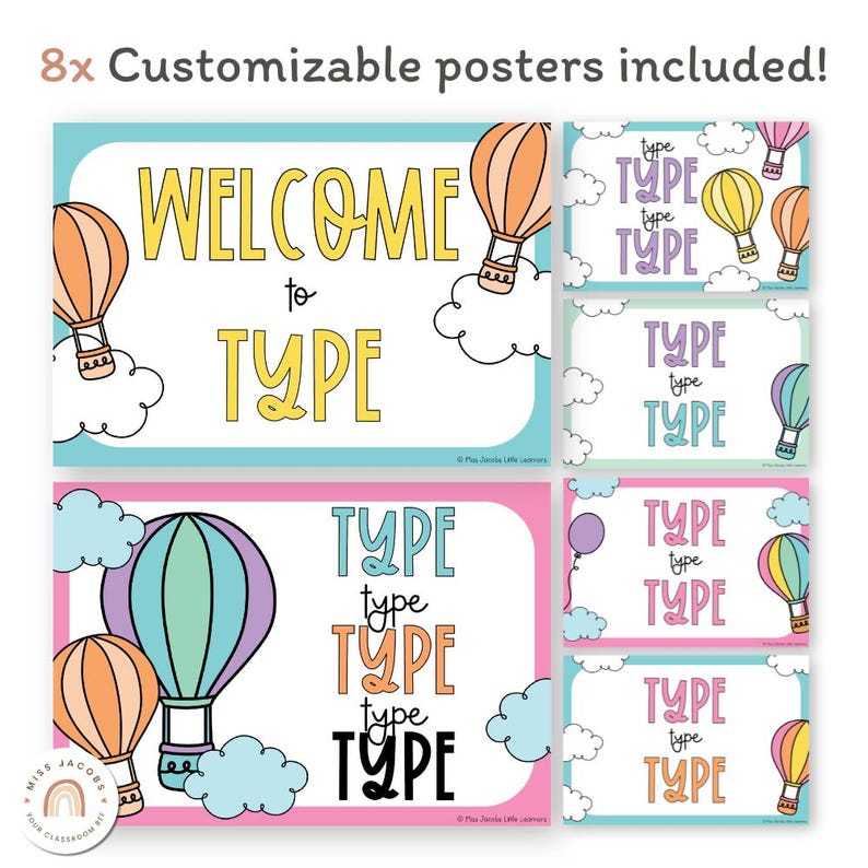 Hot Air Balloon Door Display, Calm Pastel Back to School Editable Door ...