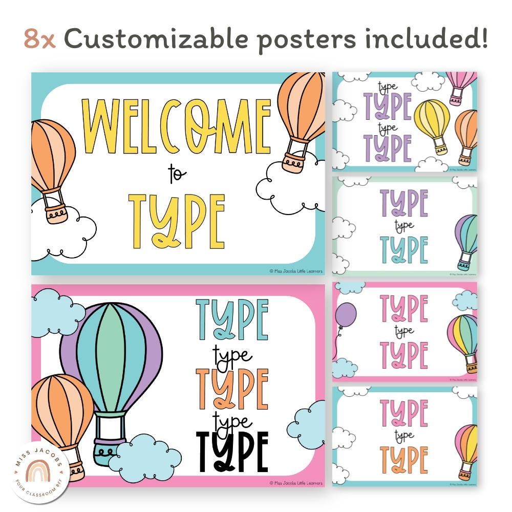 Hot Air Balloon Door Display, Calm Pastel Back to School Editable Door ...