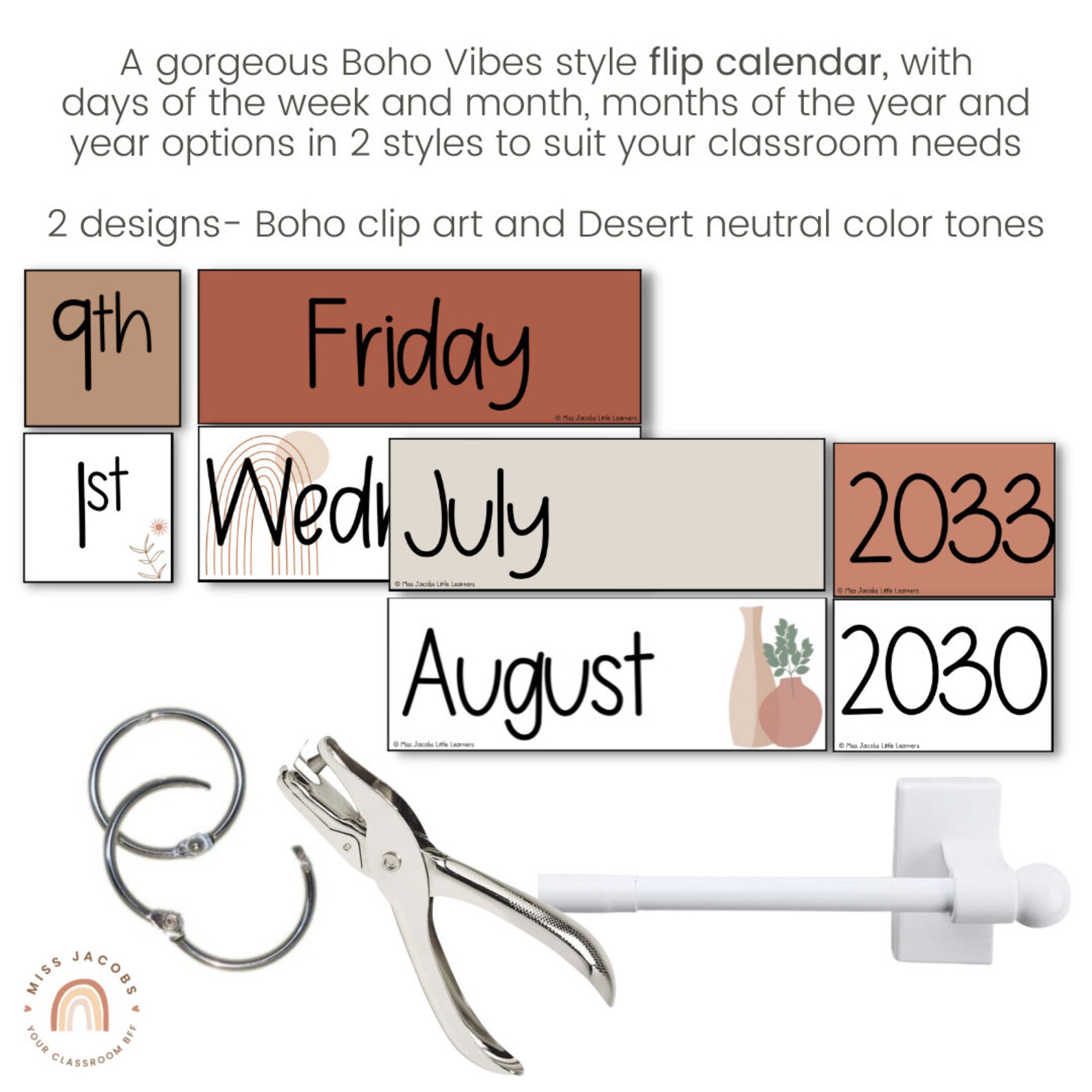 Flip Calendar | Boho Vibes Desert Neutral Classroom Themed Decor ...